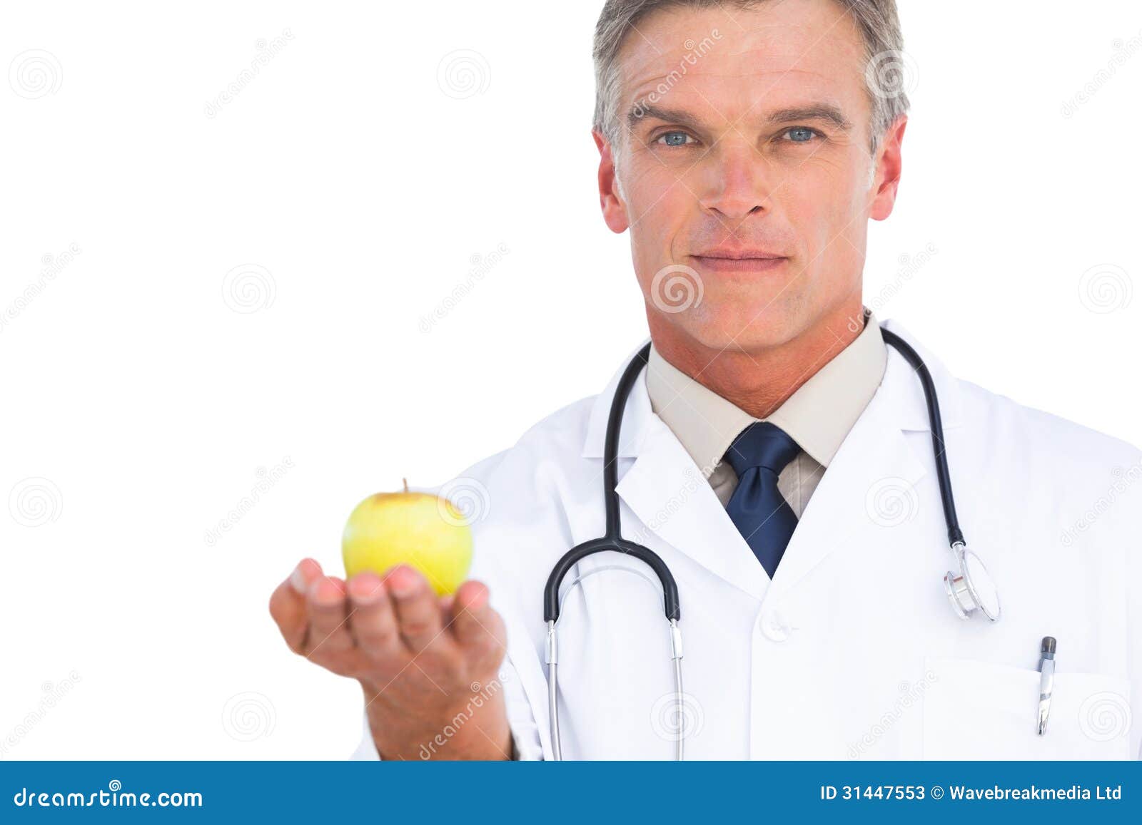 Doctor showing apple stock image. Image of profession - 31447553