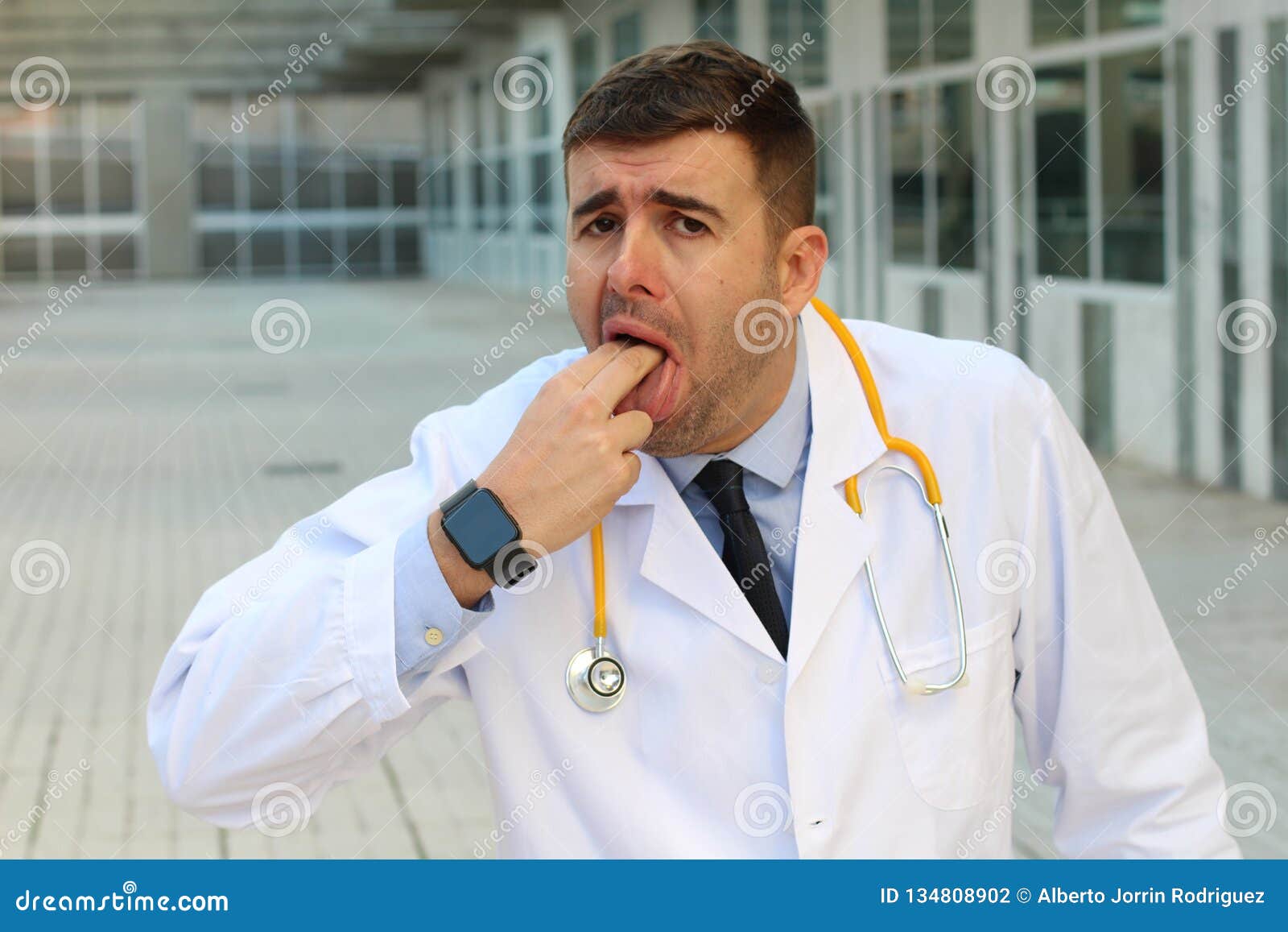 Doctor Showing Aversion To Something Stock Photo - Image of aversion ...