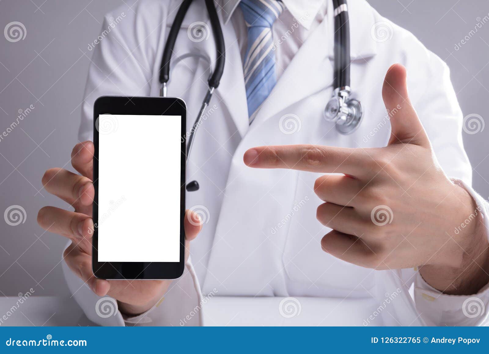 Doctor Showing Blank White Mobile Screen Stock Image - Image of ...
