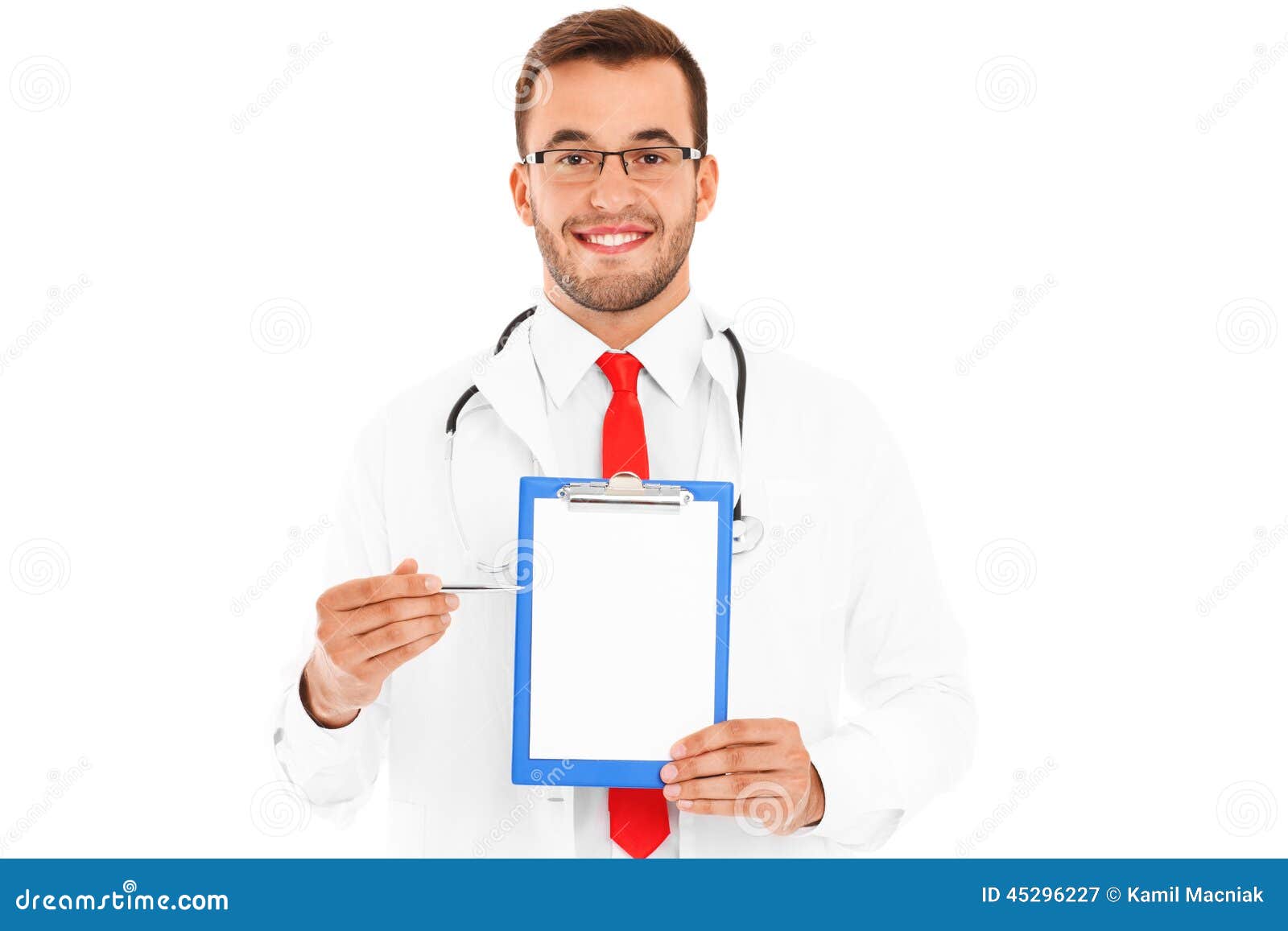 Doctor showing documents stock image. Image of handsome - 45296227