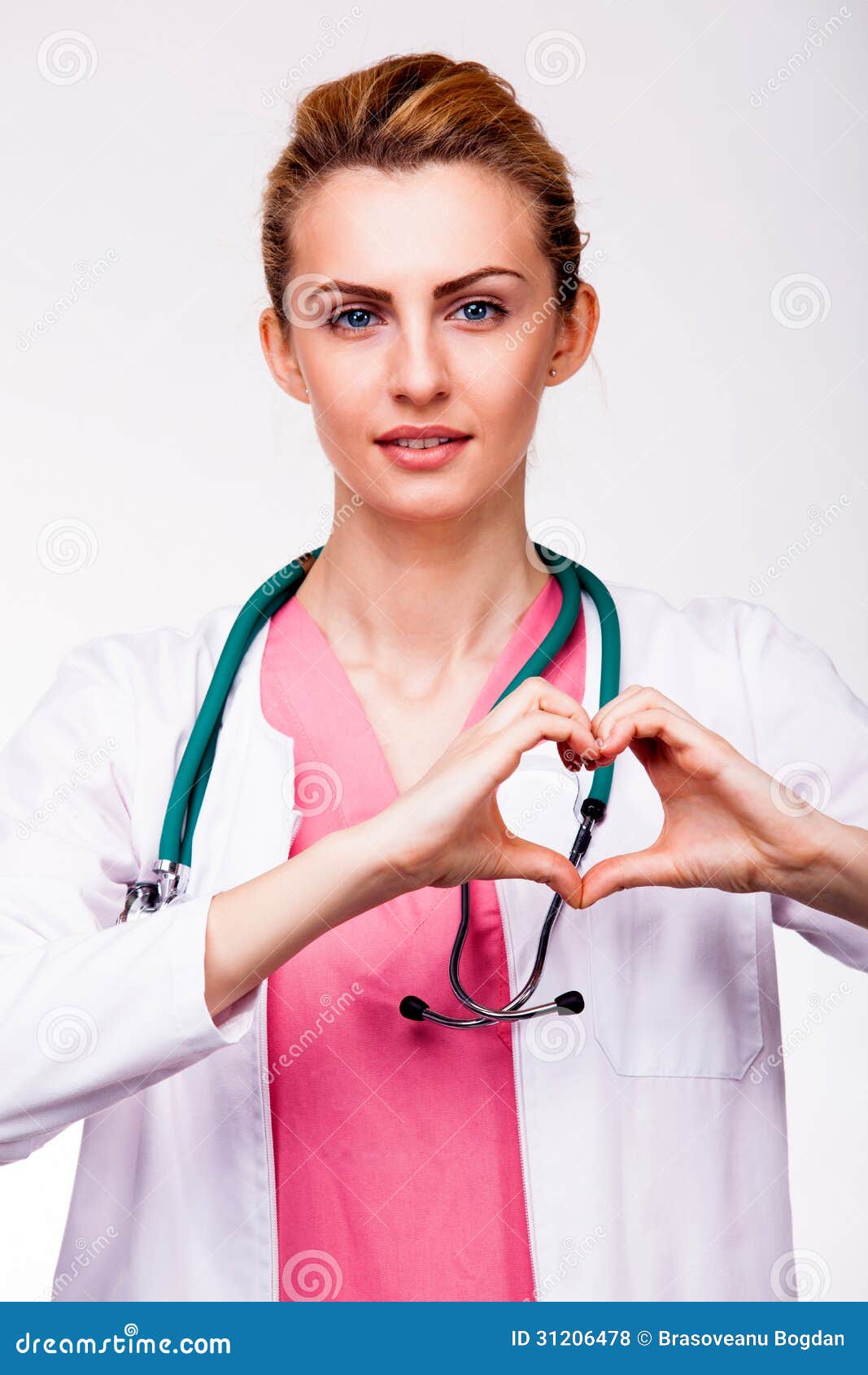 Doctor showing heart sign stock photo. Image of nurse - 31206478