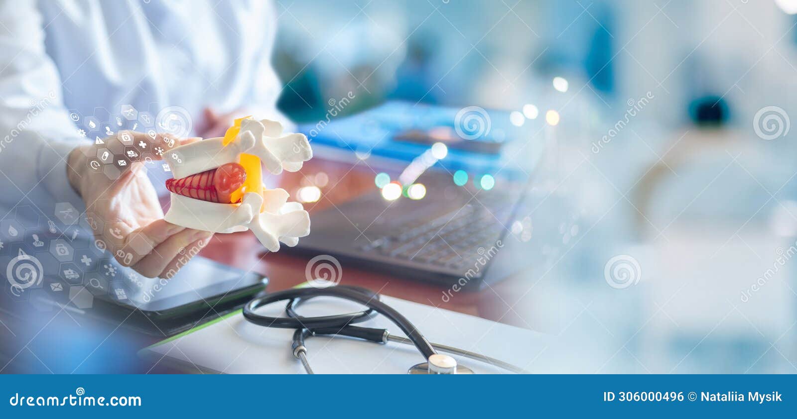 Doctor Showing Herniated Disc at Table Stock Photo - Image of vertebrae ...