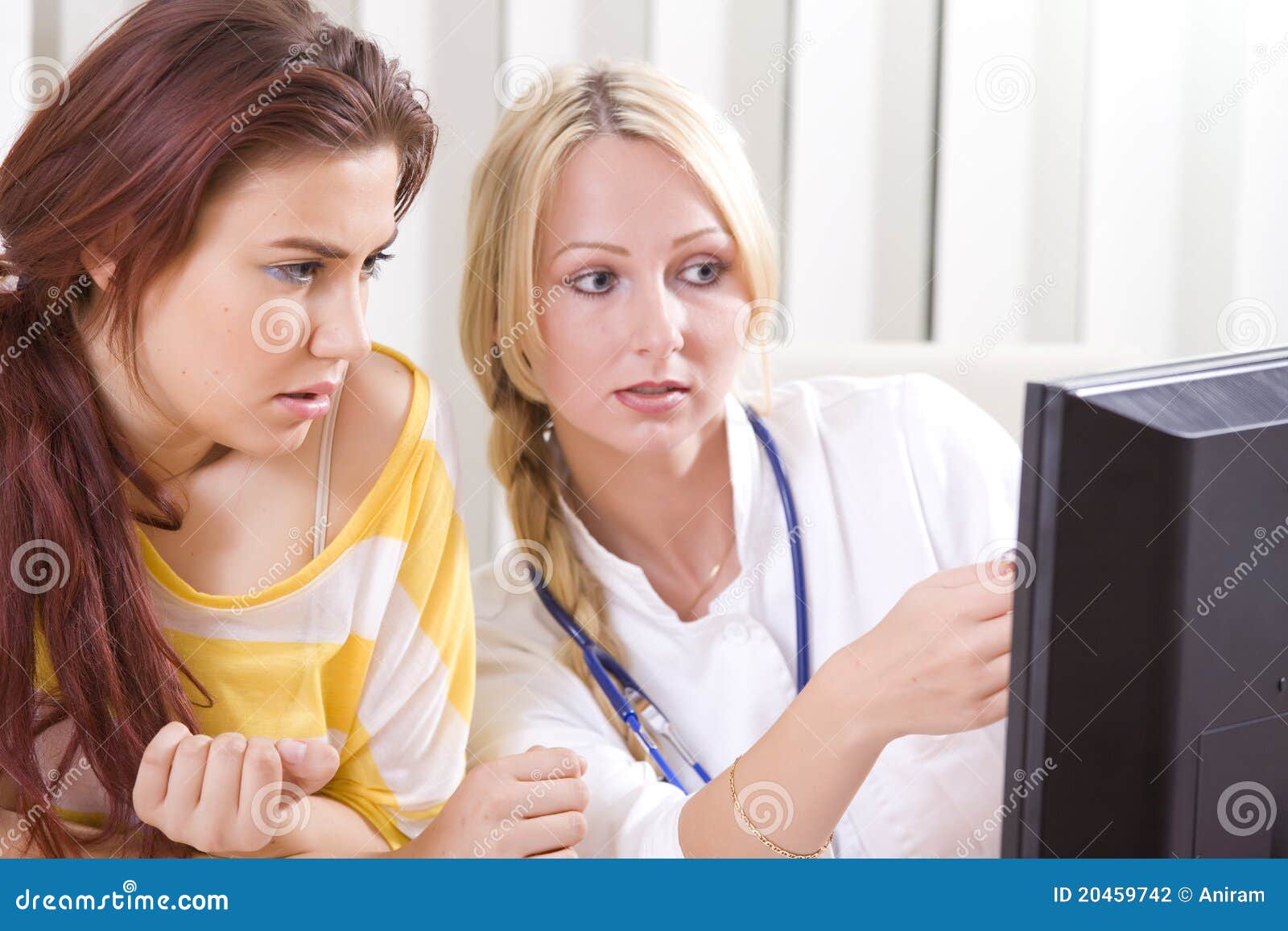 Doctor Showing Patient Analysis on Computer Stock Photo - Image of ...