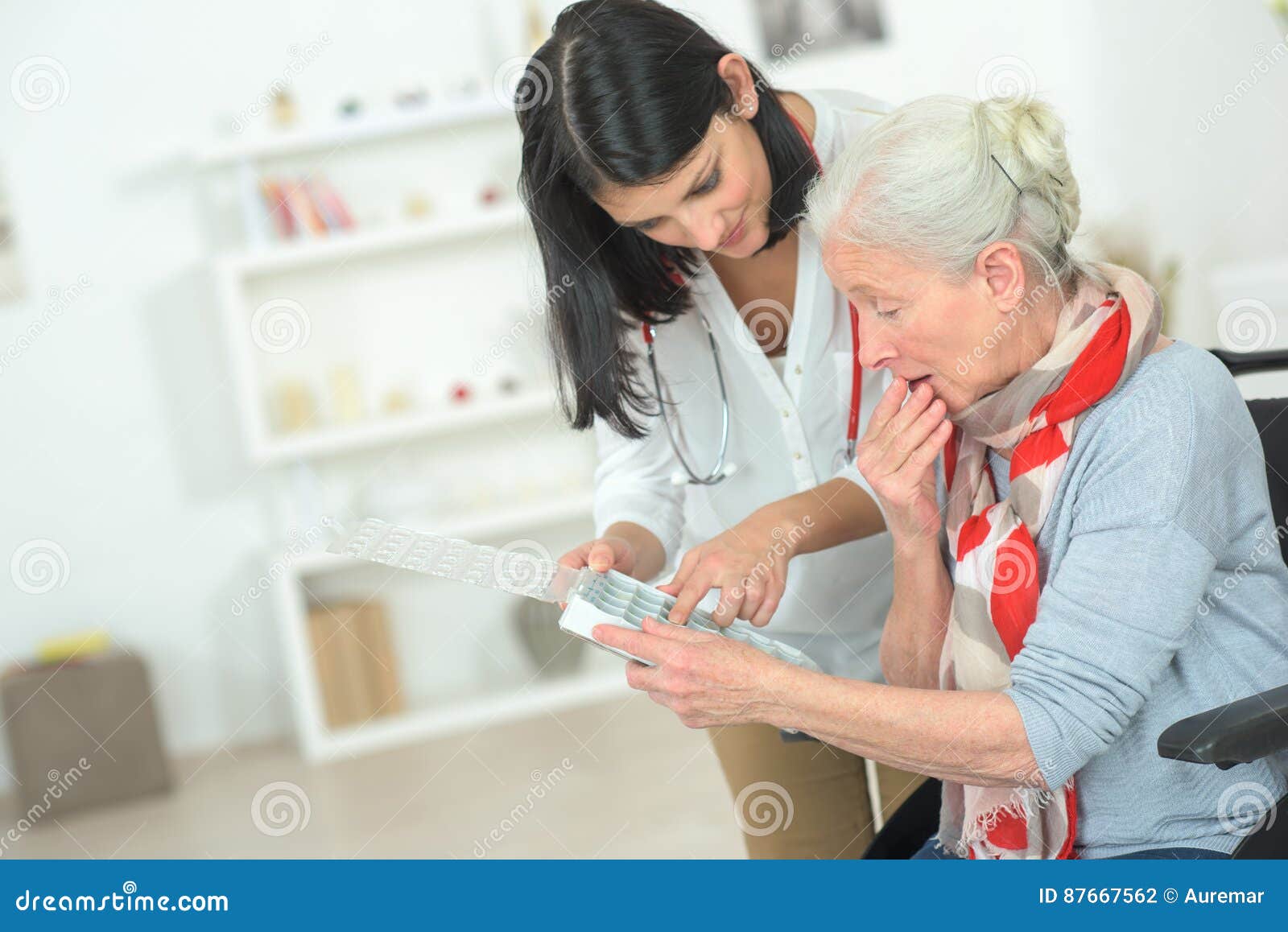 Doctor Showing Patient Medication Stock Photo - Image of senior ...