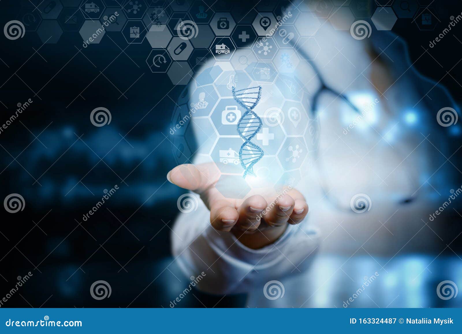 Doctor Shows a DNA Molecule Stock Image - Image of medic, analysis ...