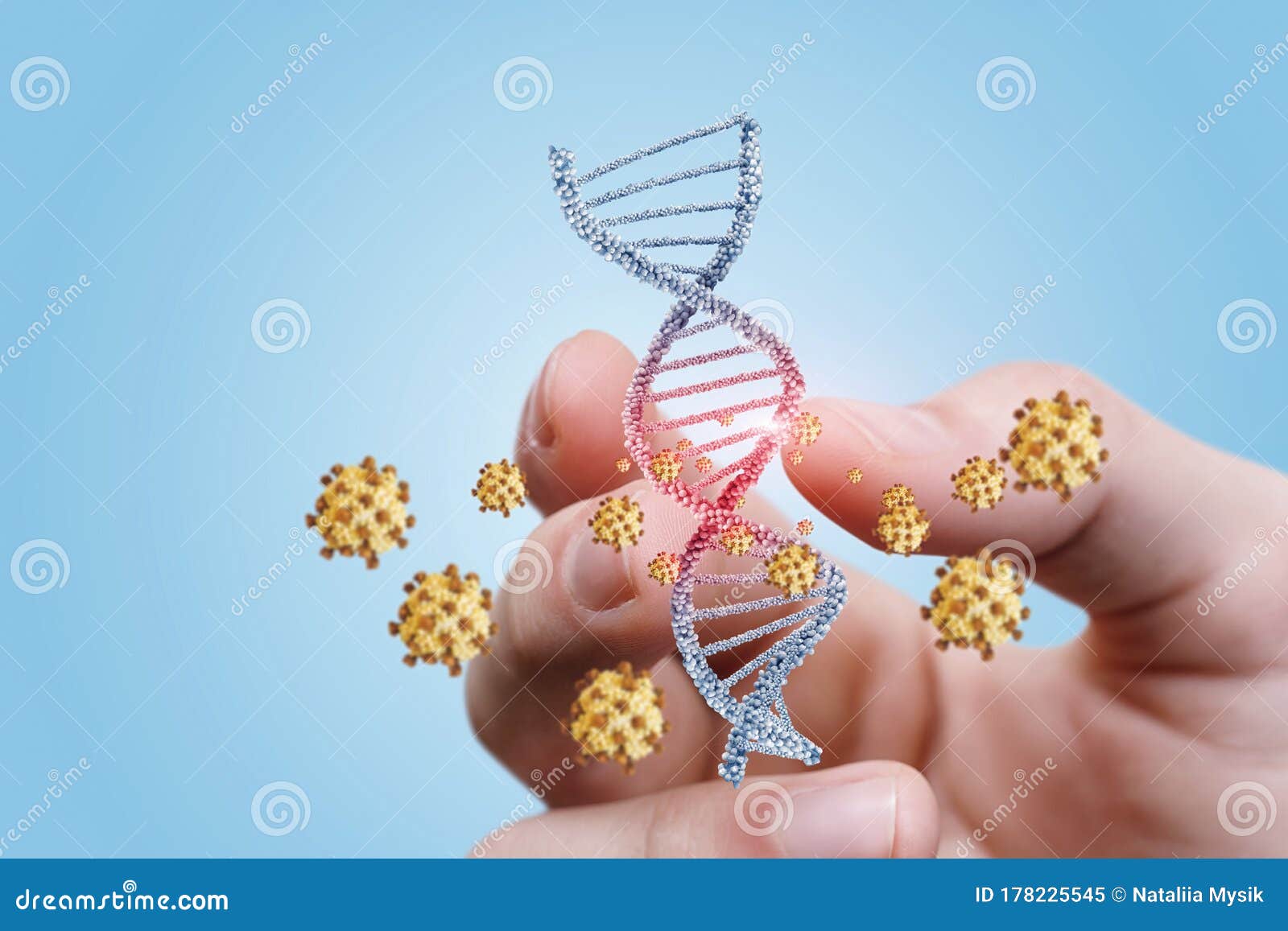 Doctor Shows a DNA Molecule Infected with Viruses Stock Image - Image ...