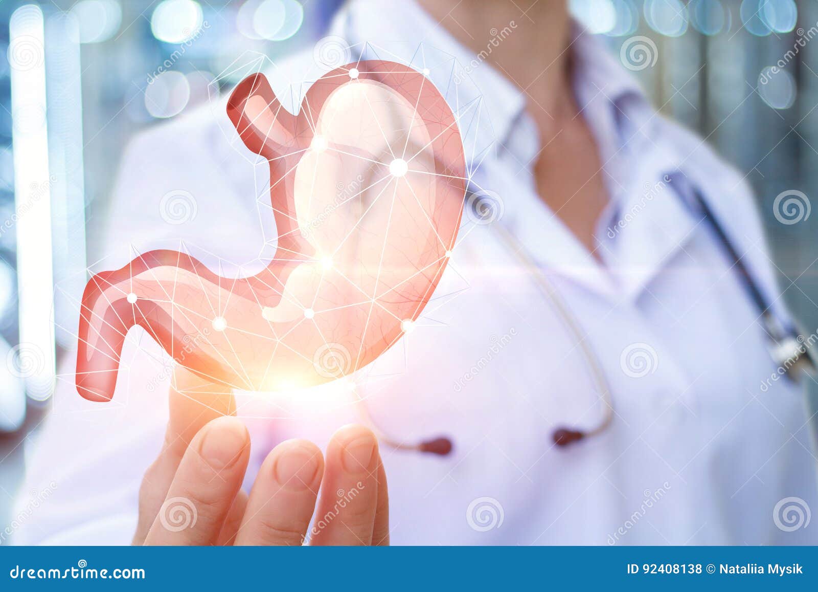 Doctor Shows Healthy Stomach . Stock Photo - Image of doctor, health ...