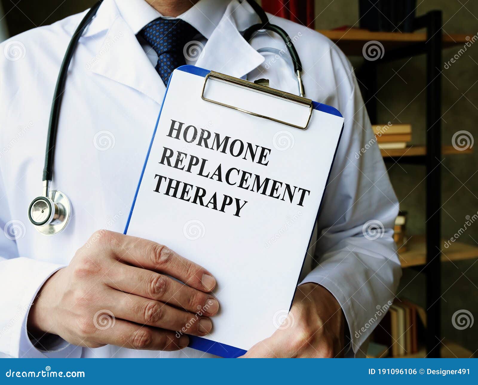 Doctor Shows Hormone Replacement Therapy HRT Information. Stock Photo ...