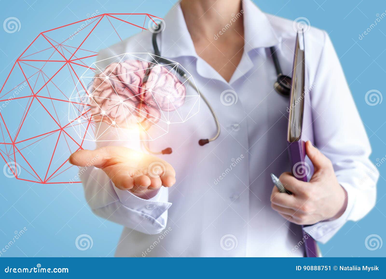 Doctor Shows the Human Brain. Stock Image - Image of lifestyle ...