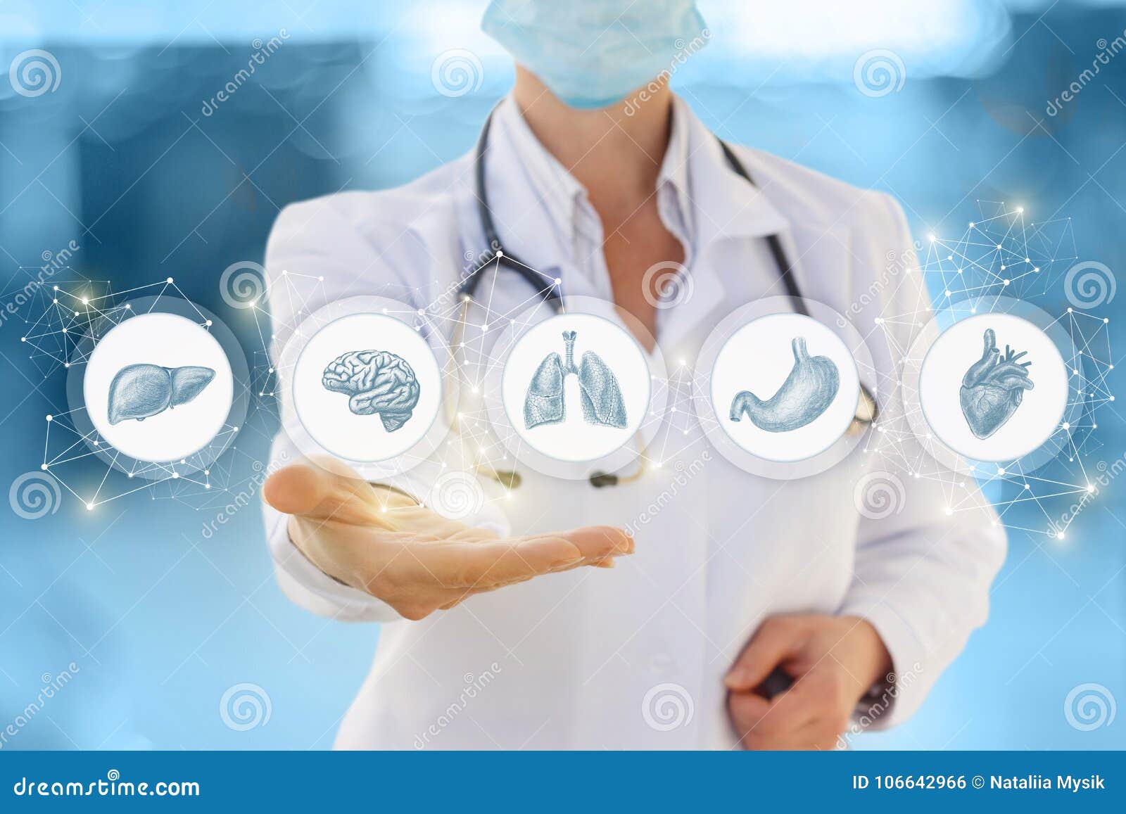 Doctor Shows Icons of Internal Human Organs . Stock Photo - Image of ...