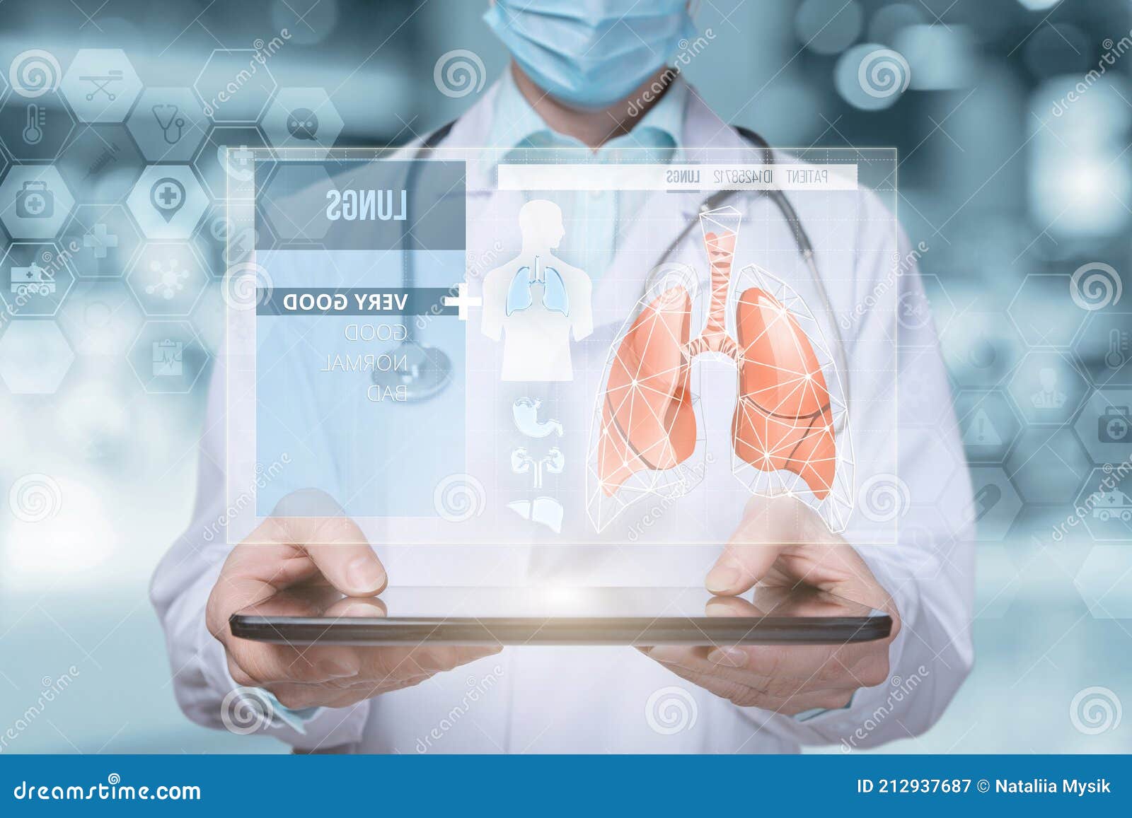 Doctor Shows Interface with Lung Diagnostics Stock Image - Image of ...