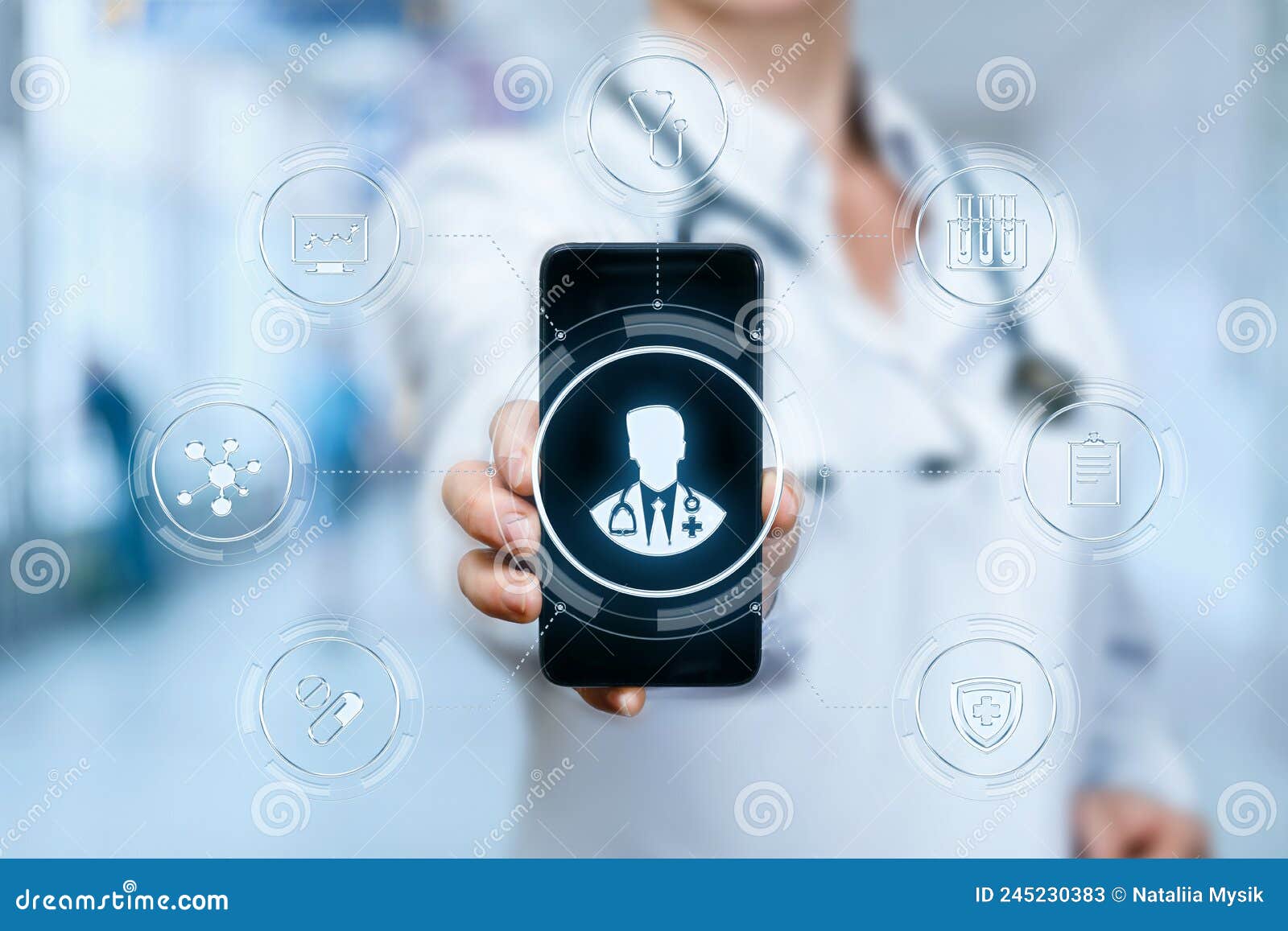 Doctor Shows Medic App Interface Stock Image - Image of medicare ...