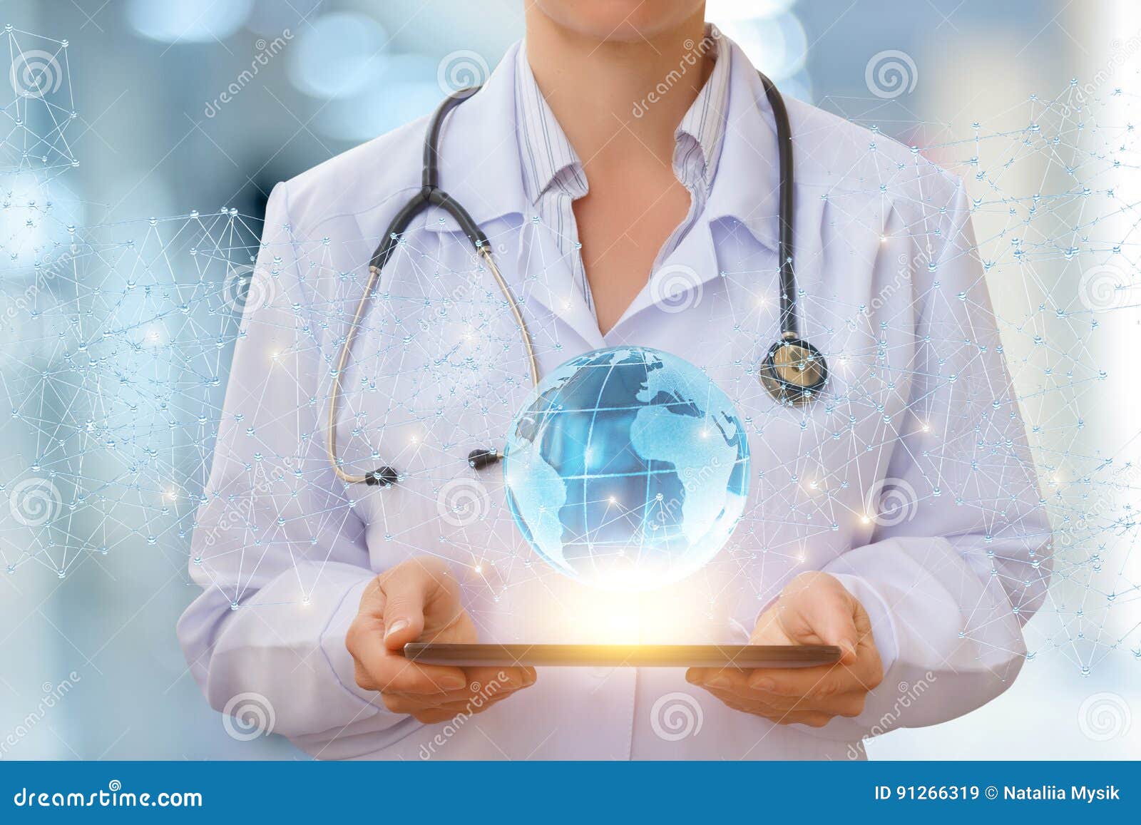 Doctor Shows the Network on the Tablet. Stock Image - Image of future ...