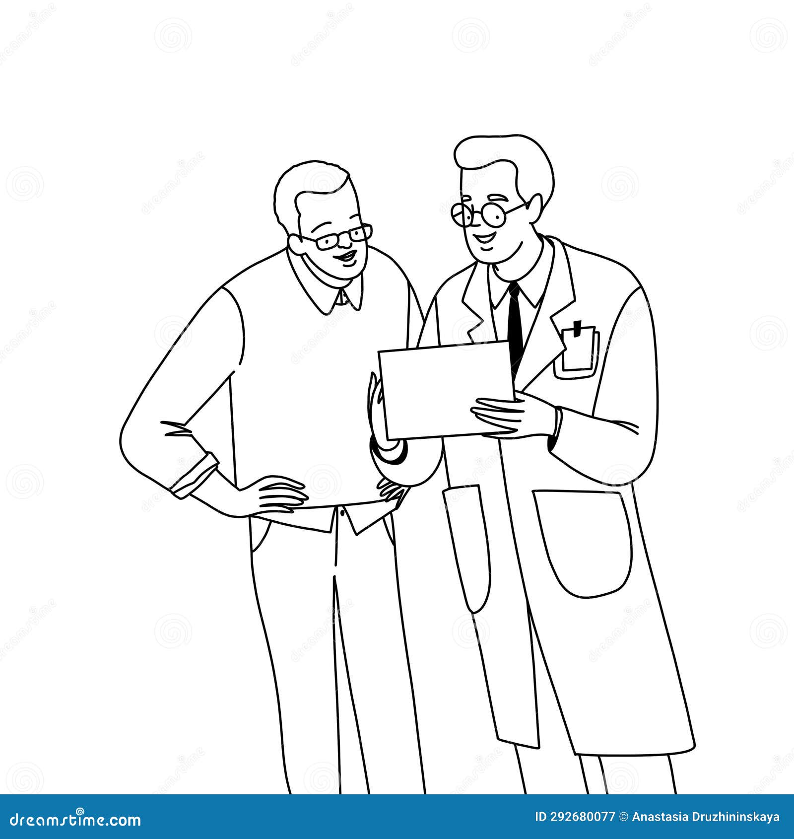The Doctor Shows the Patient the Results of the Tests, Line Flat Vector ...