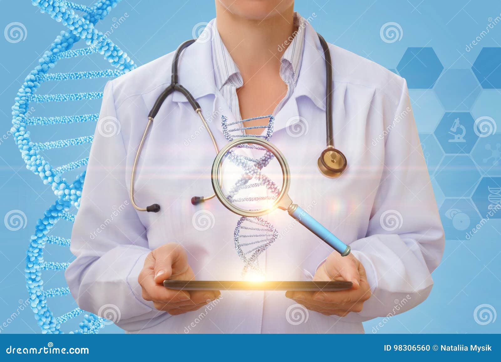 Doctor Shows the Process of DNA Testing . Stock Photo - Image of genes ...