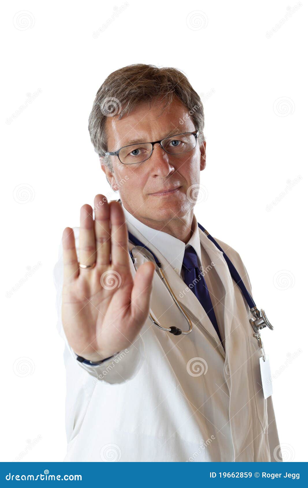 Doctor Shows Stop Sign because of Infection Risk Stock Image - Image of ...