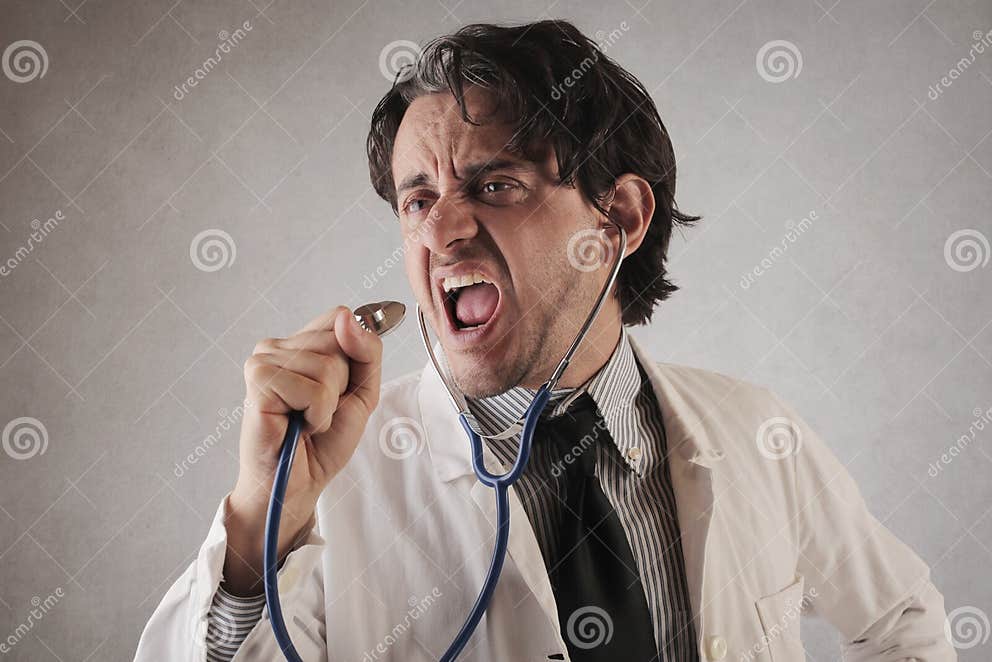 Doctor Singing with His Stethoscope Stock Image - Image of safety ...