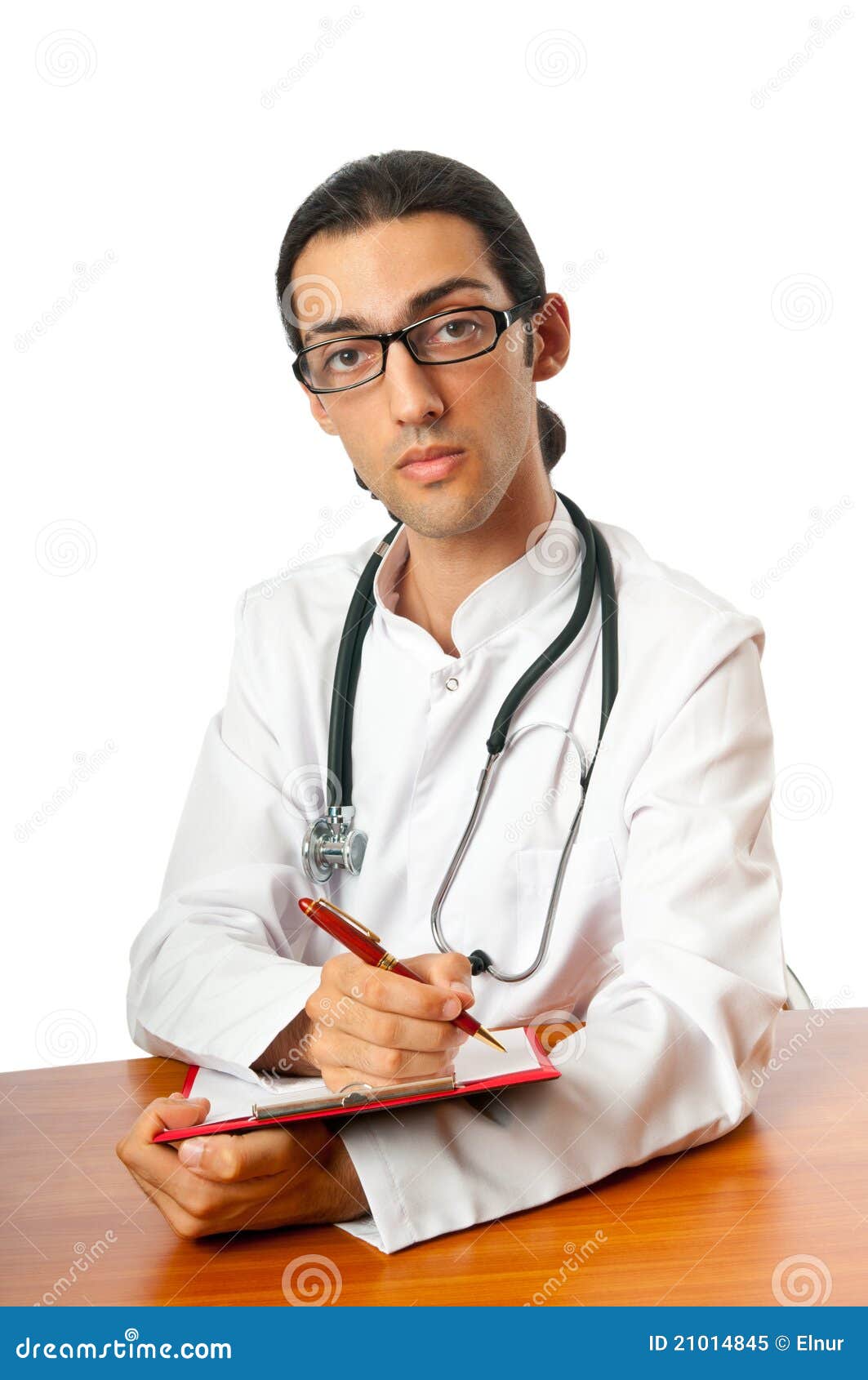 Doctor sitting at the desk stock image. Image of message - 21014845