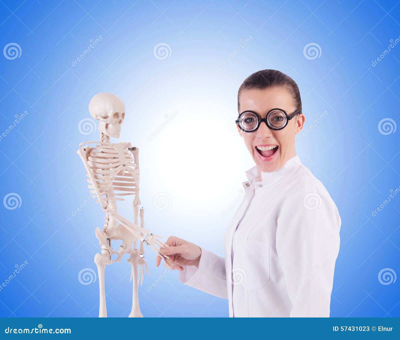 Doctor with Skeleton on the White Stock Image - Image of femur, body ...