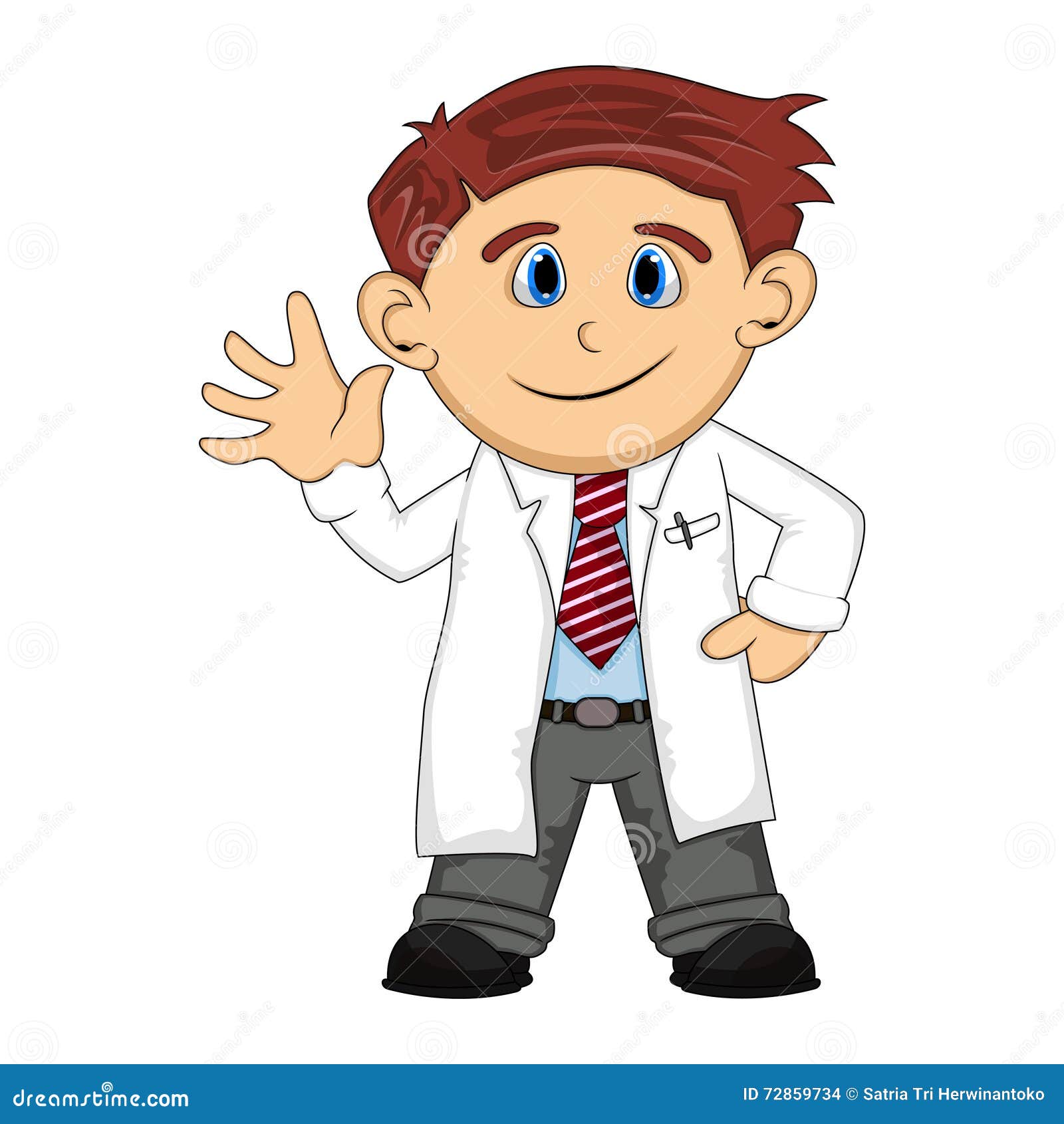 Multitasking Doctor Standing On White. Cartoon Vector | CartoonDealer ...