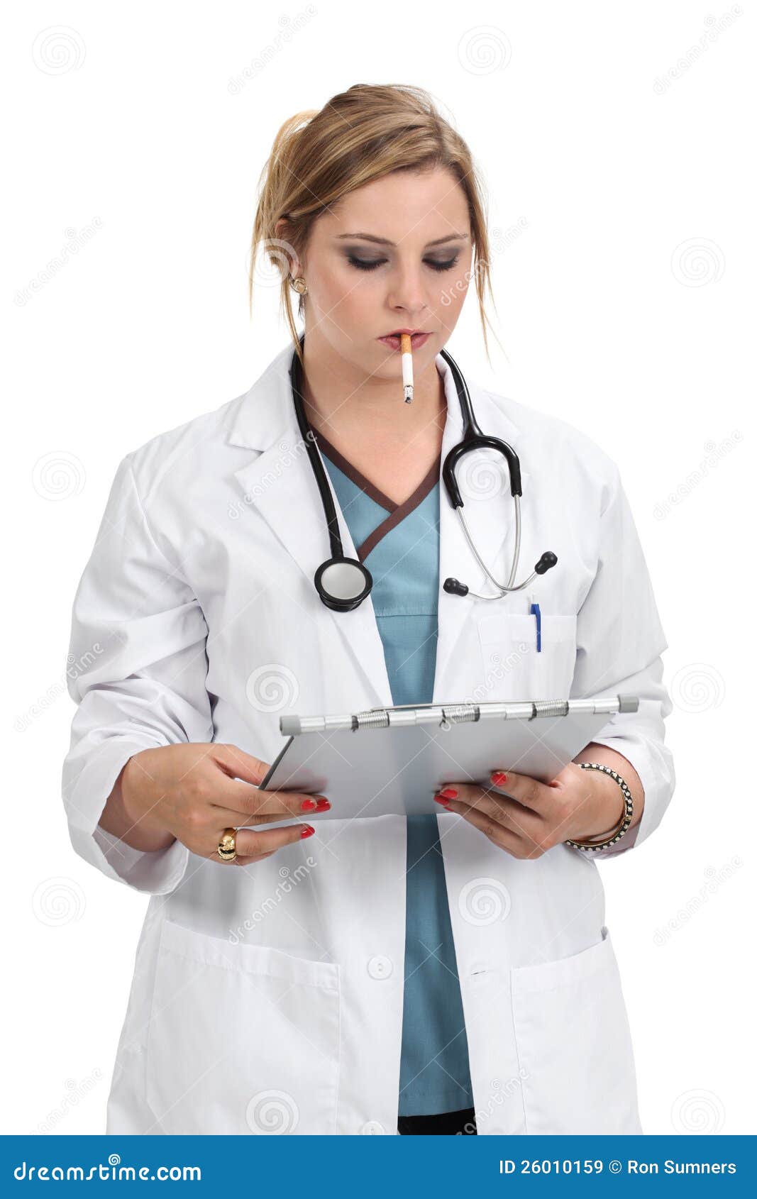 Doctor smoking stock image. Image of cutout, person, female - 26010159