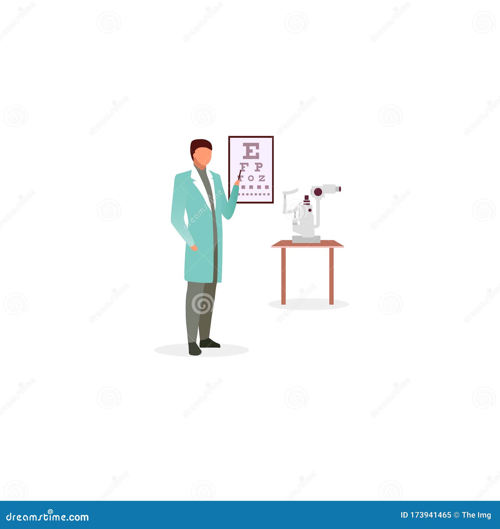 Doctor With Snellen Eye Chart Flat Vector Illustration. Ophthalmologist ...