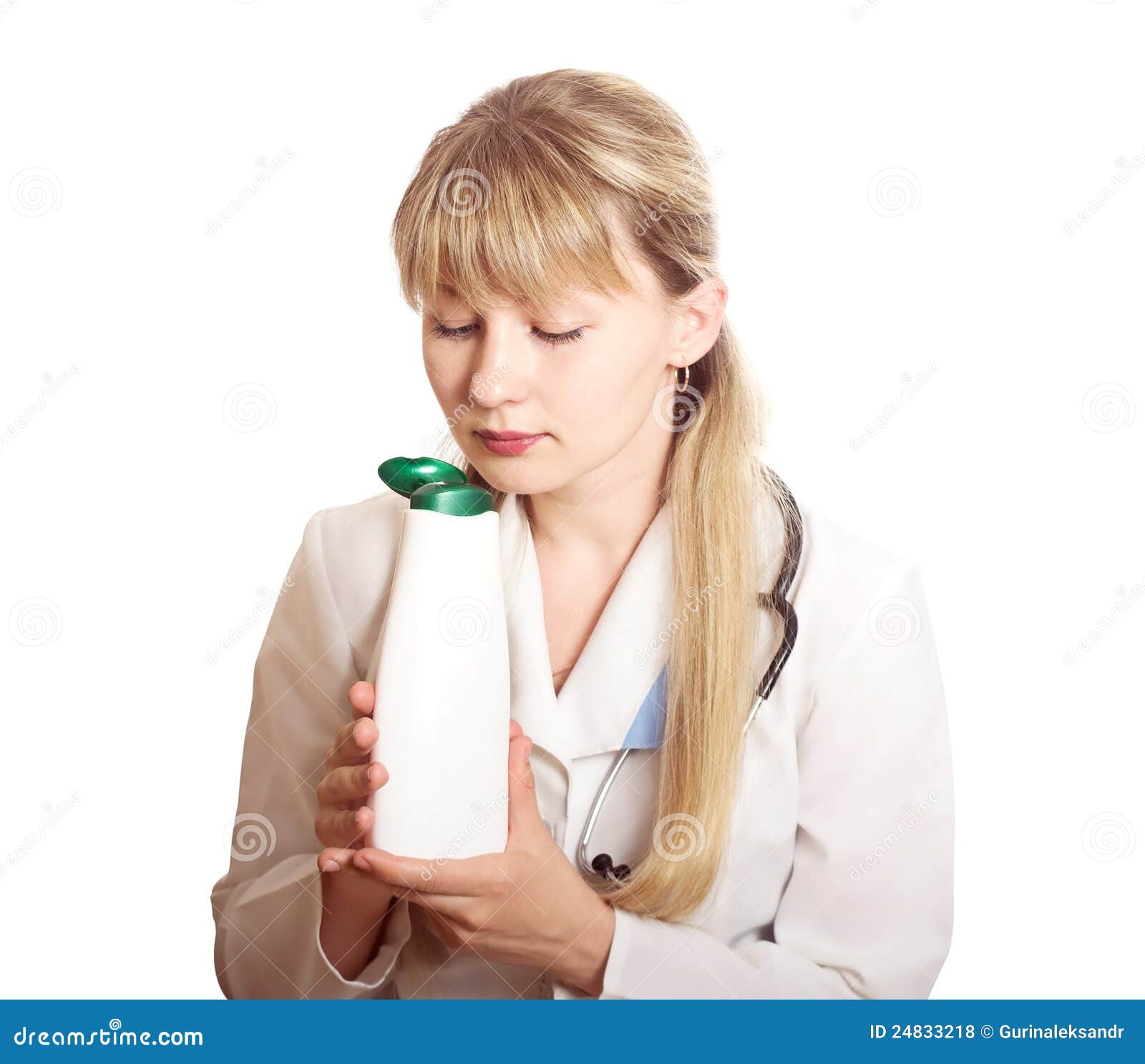 Doctor Sniffing a Bottle of Cosmetic Stock Photo - Image of adult ...