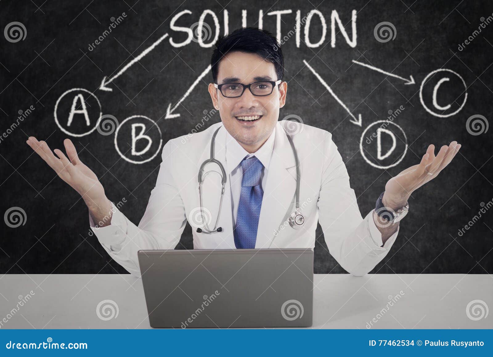 Doctor with Solution Choices Stock Photo - Image of hospital, option ...