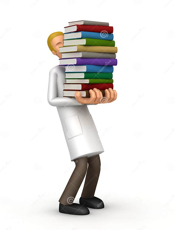 Doctor with a Stack of Books Stock Illustration - Illustration of ...