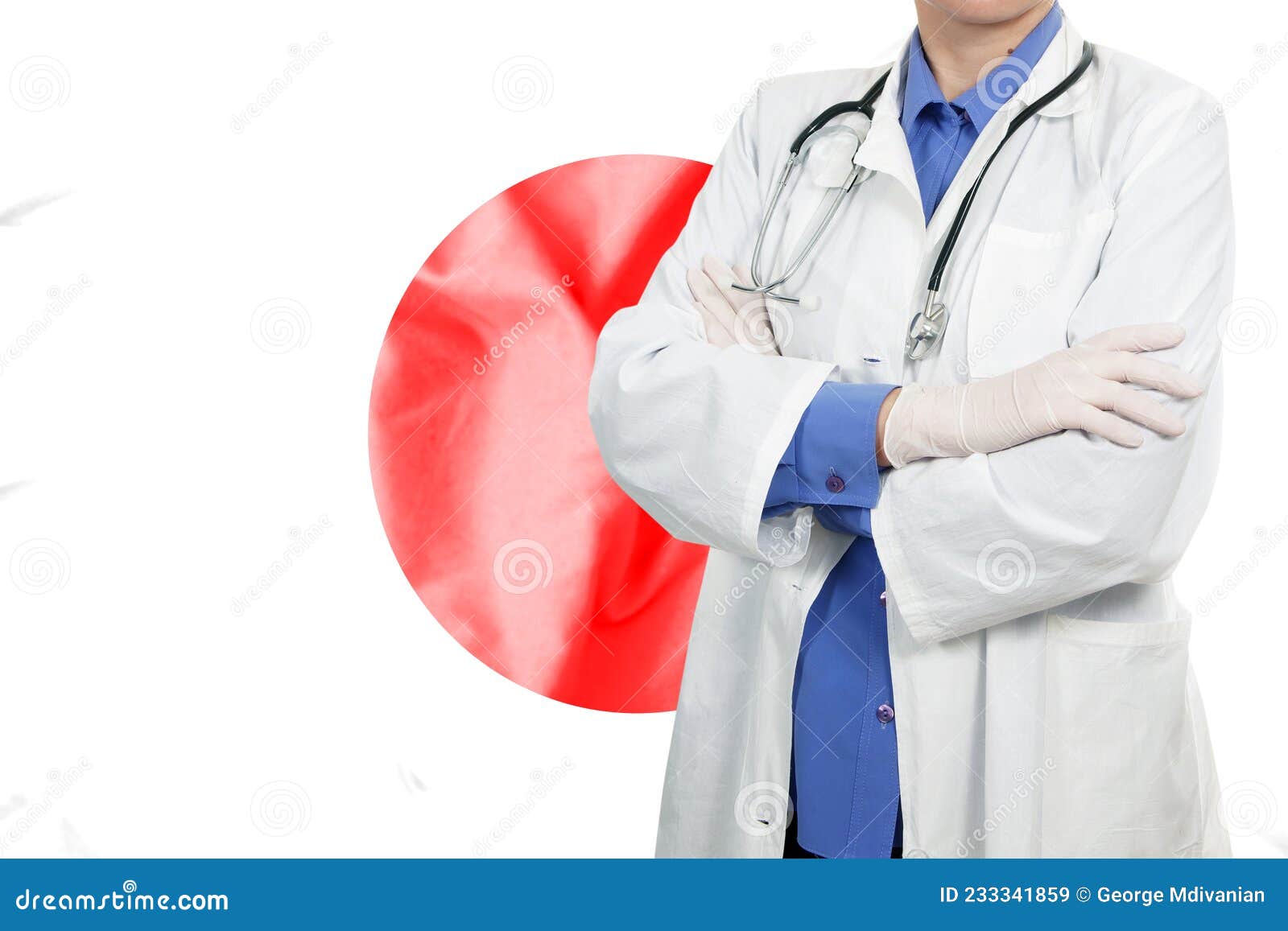 Doctor standing with flag stock image. Image of national - 233341859