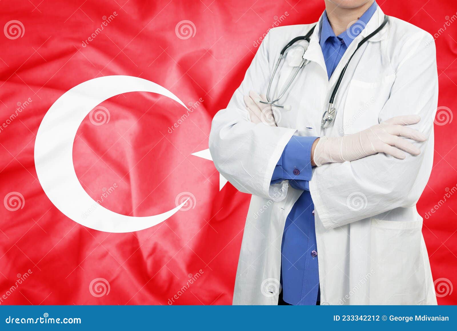 Doctor standing with flag stock photo. Image of government - 233342212