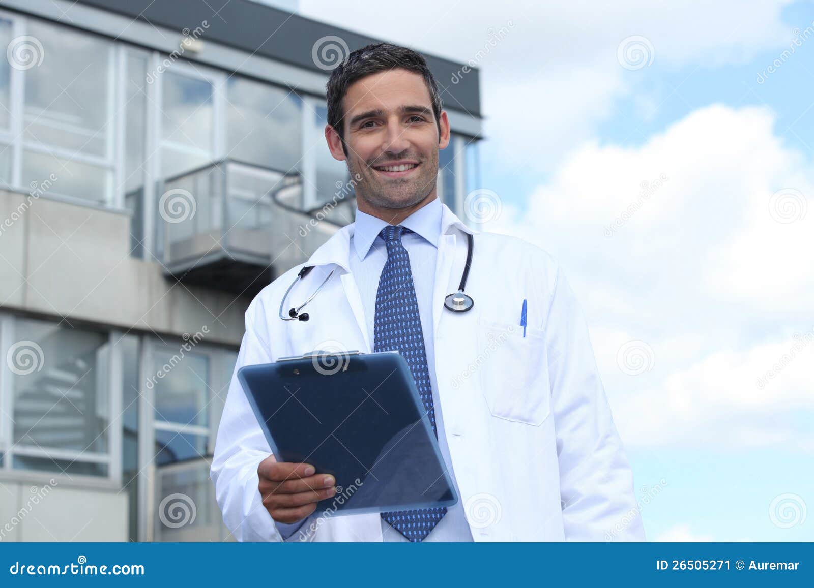 Doctor Standing Outside Hospital Stock Image - Image of male, physician ...