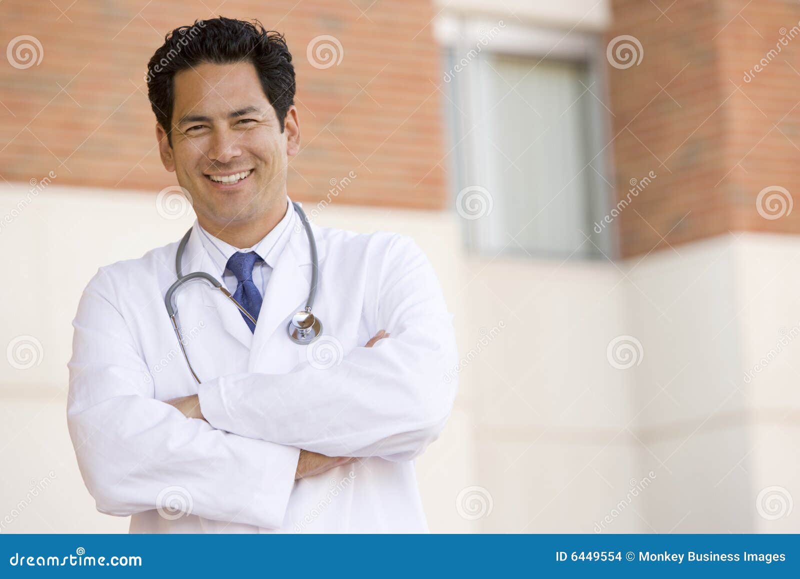 Doctor Standing Outside a Hospital Stock Photo - Image of outside, care ...