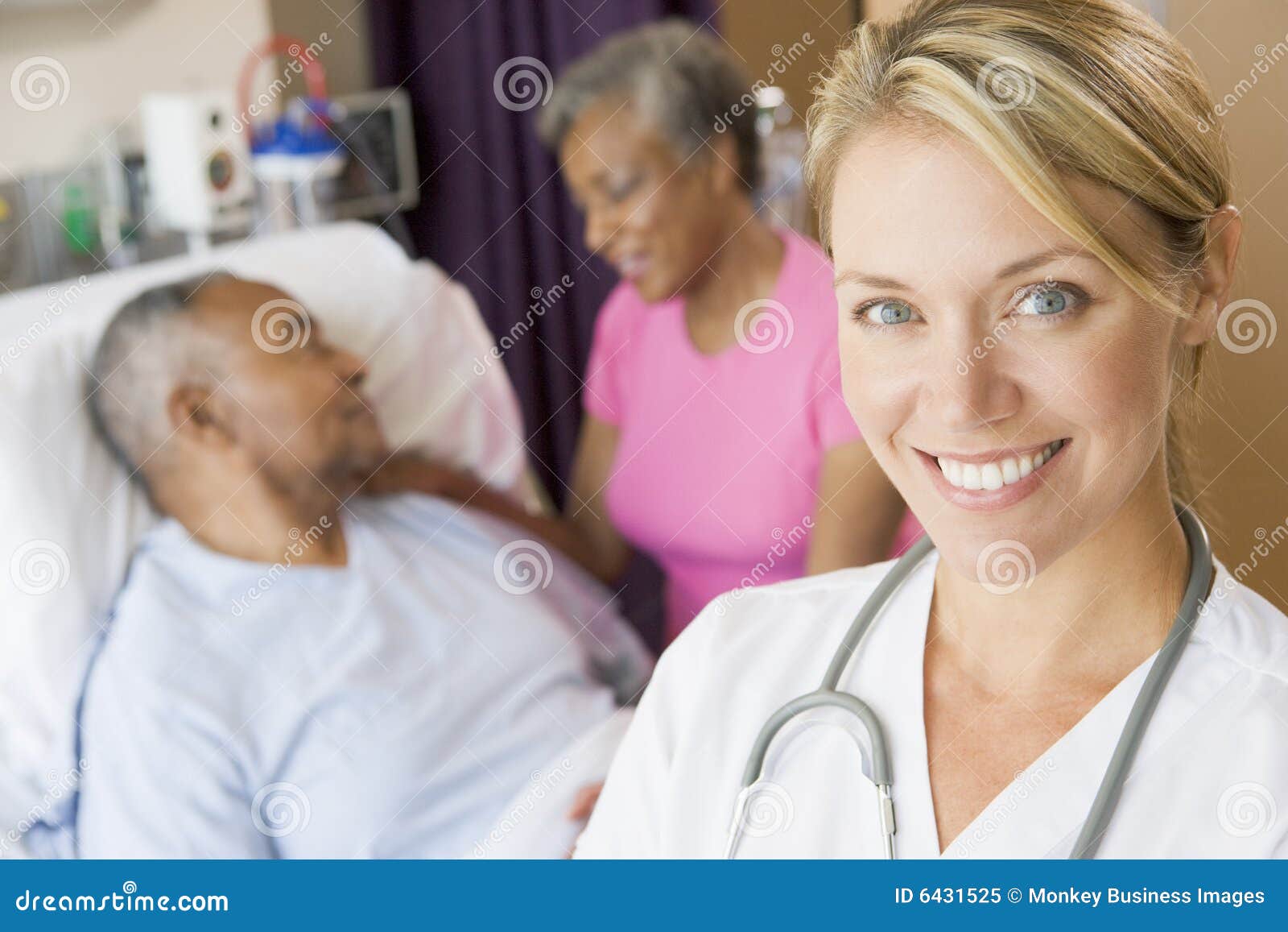Doctor Standing in Patients Room Stock Image - Image of blonde ...