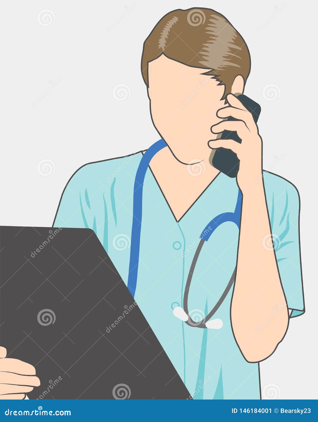 Doctor with Stethoscope & Chart on the Phone Stock Vector ...