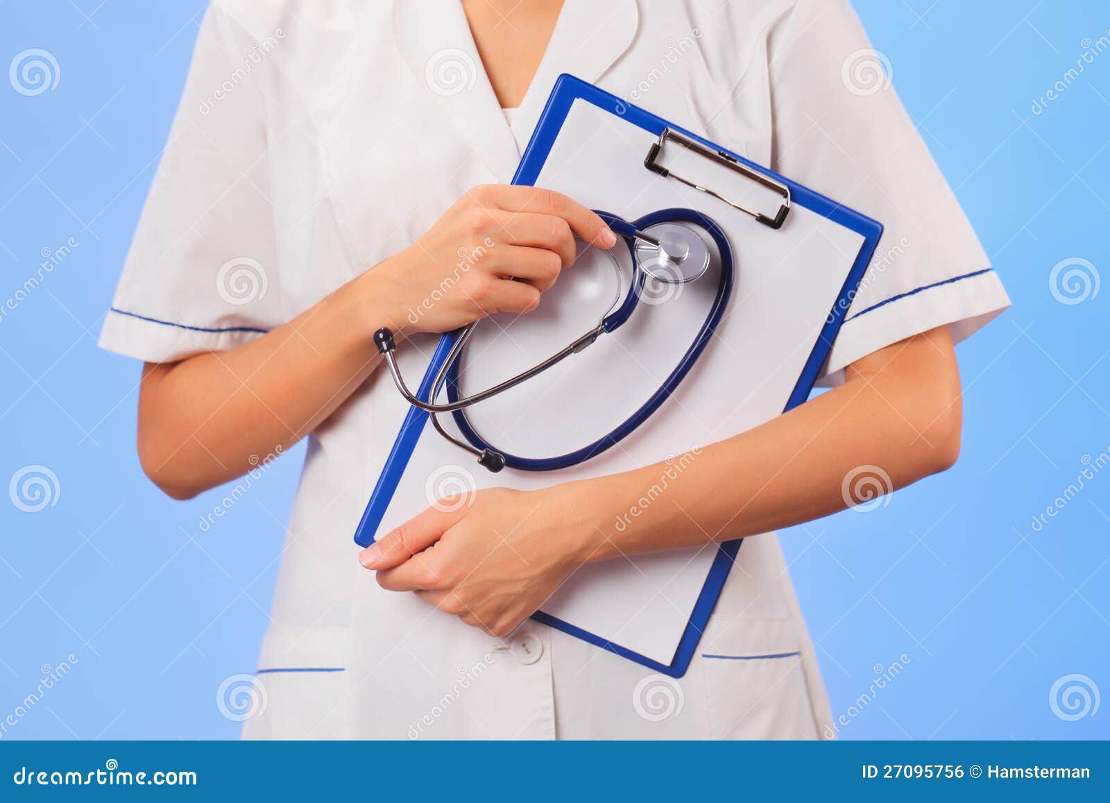 Doctor with Stethoscope and Clipboard Stock Photo - Image of care, blue ...