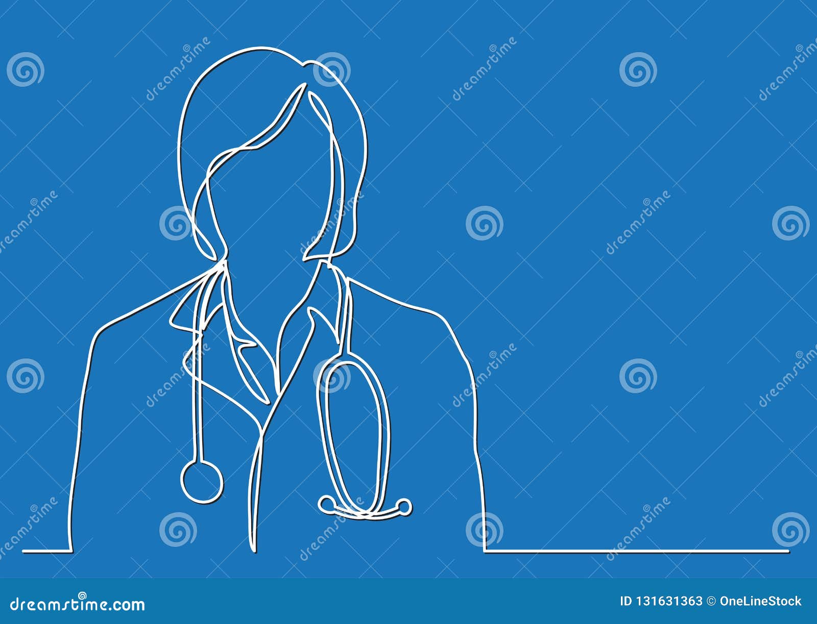 Doctor with Stethoscope - Continuous Line Drawing Stock Vector ...