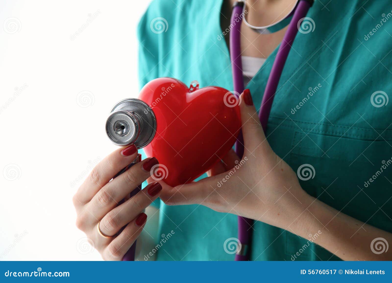 Doctor with Stethoscope Examining Red Heart Stock Image - Image of hand ...