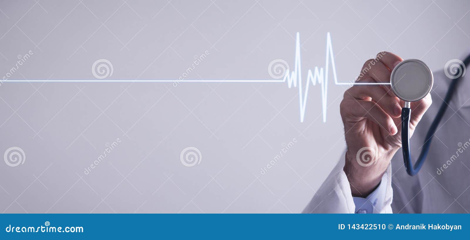 Doctor with Stethoscope Holding Heartbeat Stock Illustration ...