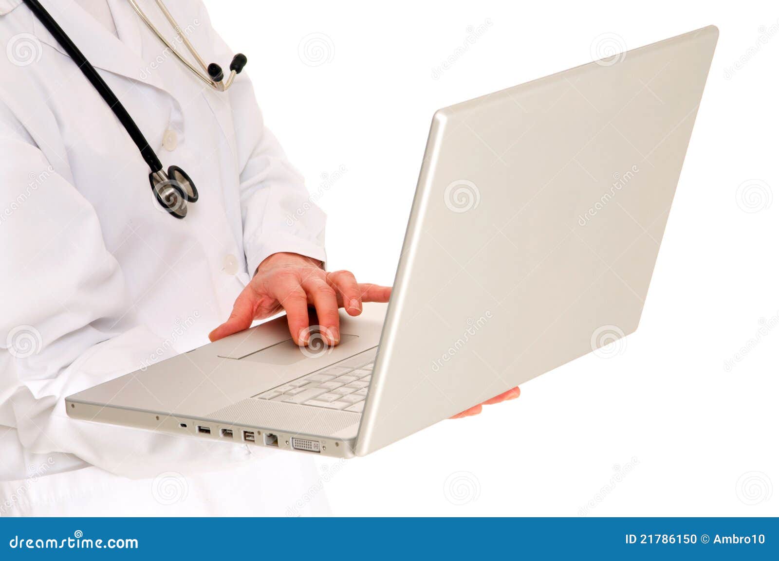 Doctor with Stethoscope Holding a Laptop Stock Photo - Image of ...