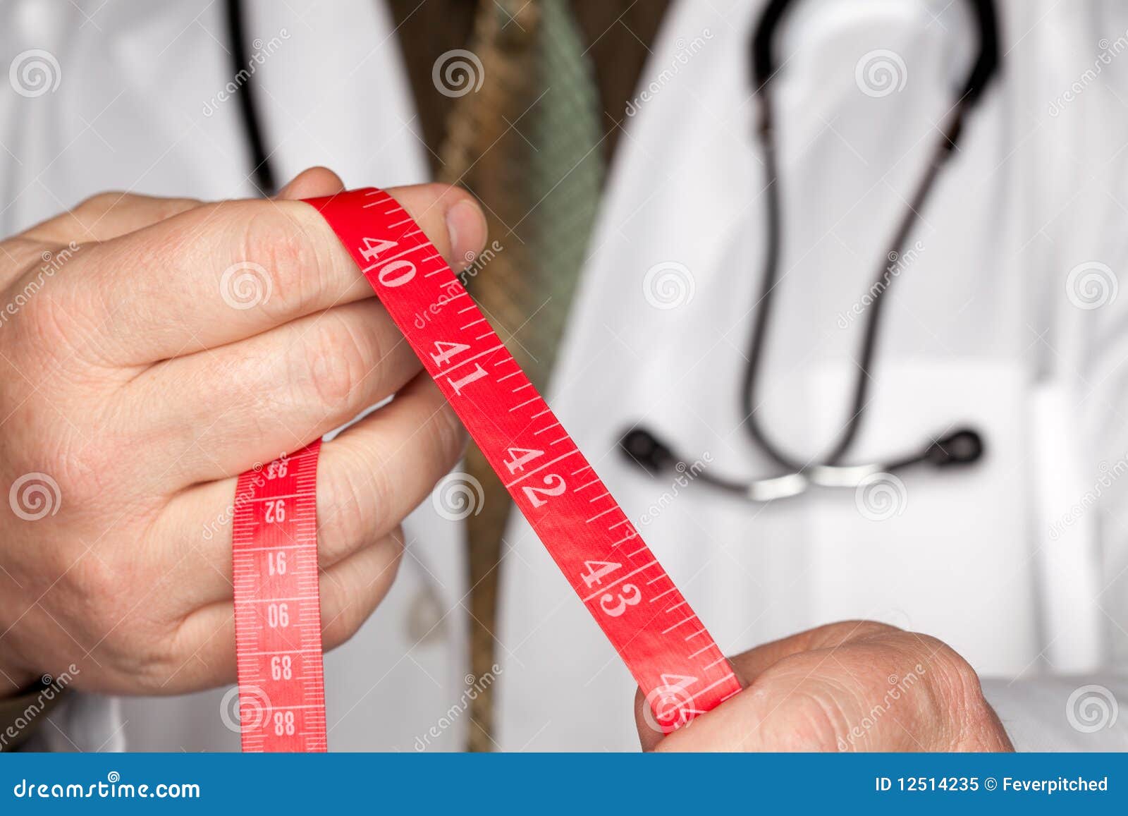 Doctor with Stethoscope Holding Measuring Tape Stock Image - Image of ...
