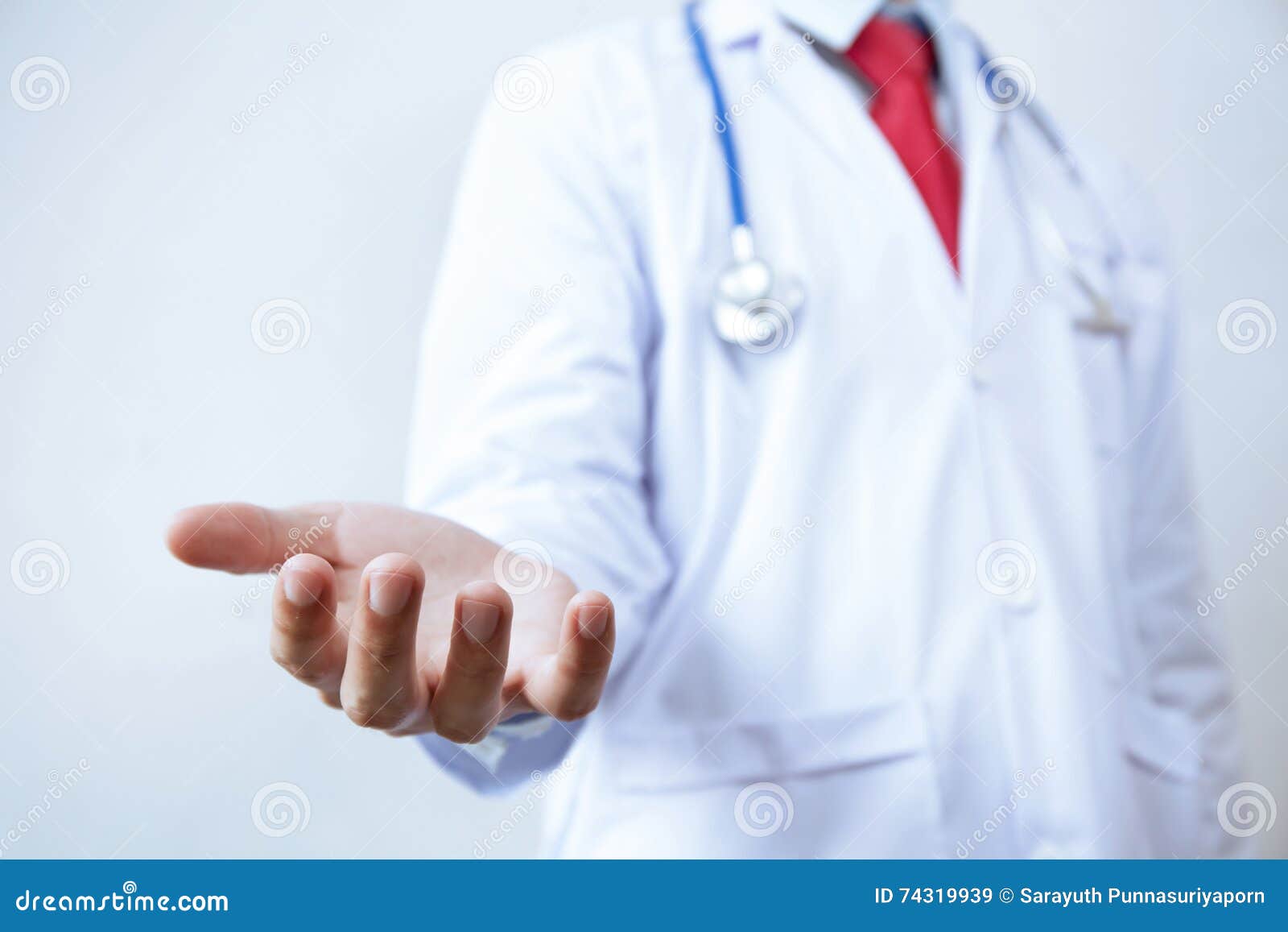 Doctor with Stethoscope Offering Helping Hands Gesture Stock Image ...
