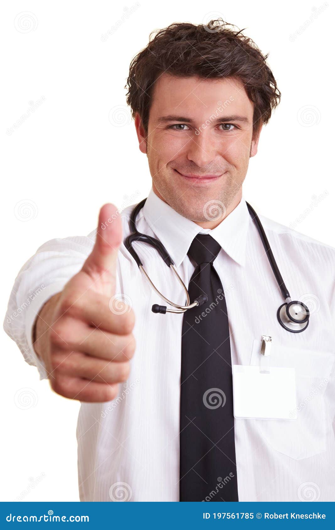 Doctor shows thumbs up stock image. Image of praise - 197561785
