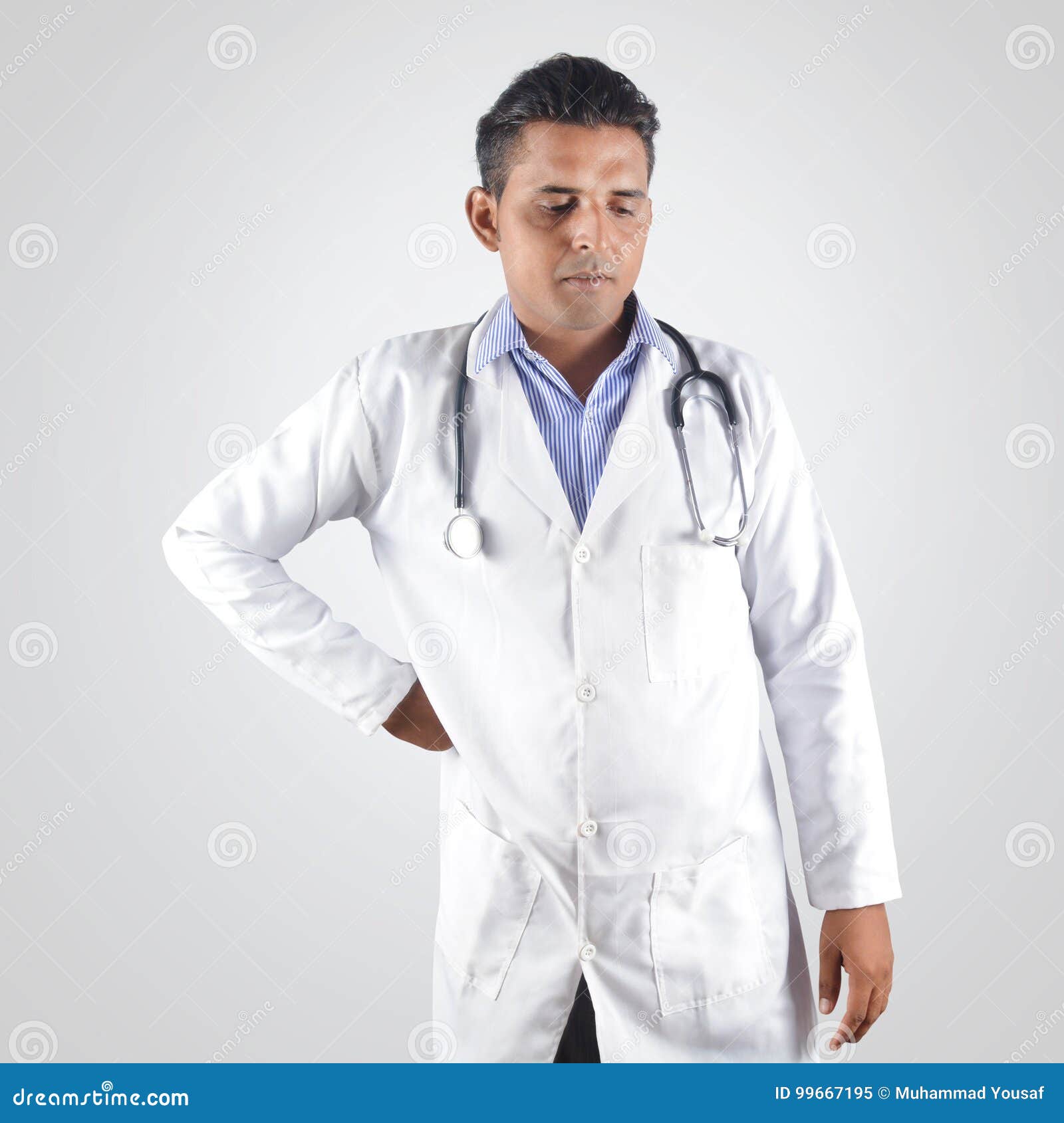 Doctor with Stethoscope Thinking Deeply Stock Image - Image of hospital ...