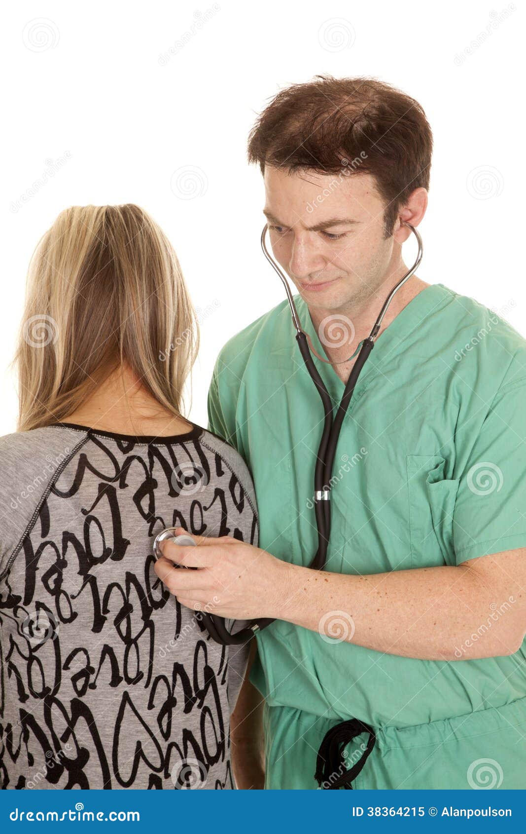 Doctor with Stethoscope on Womans Back Stock Image - Image of ...