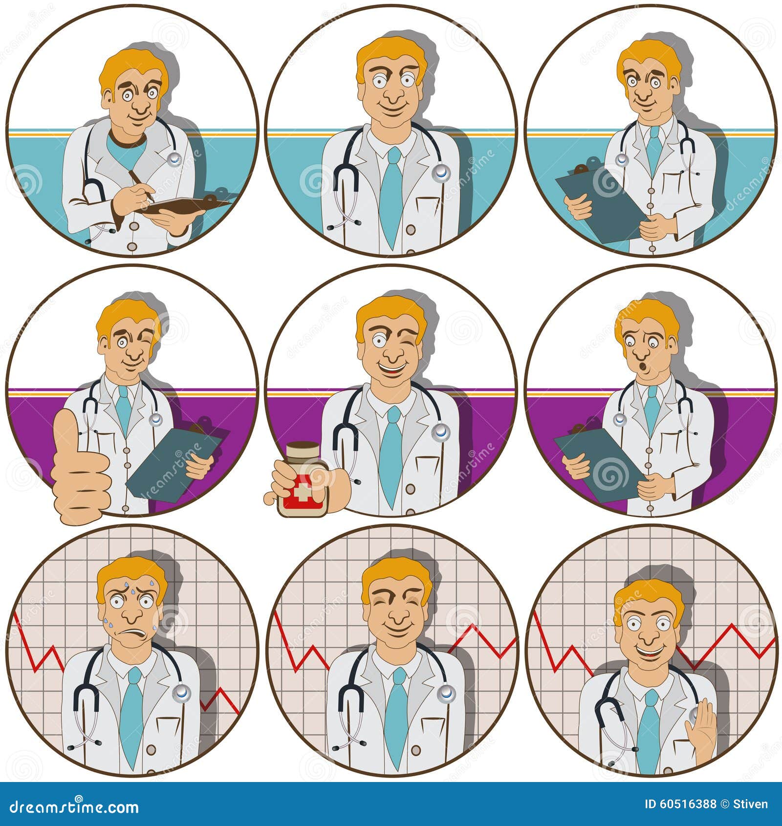Doctor stickers stock vector. Illustration of surprise - 60516388