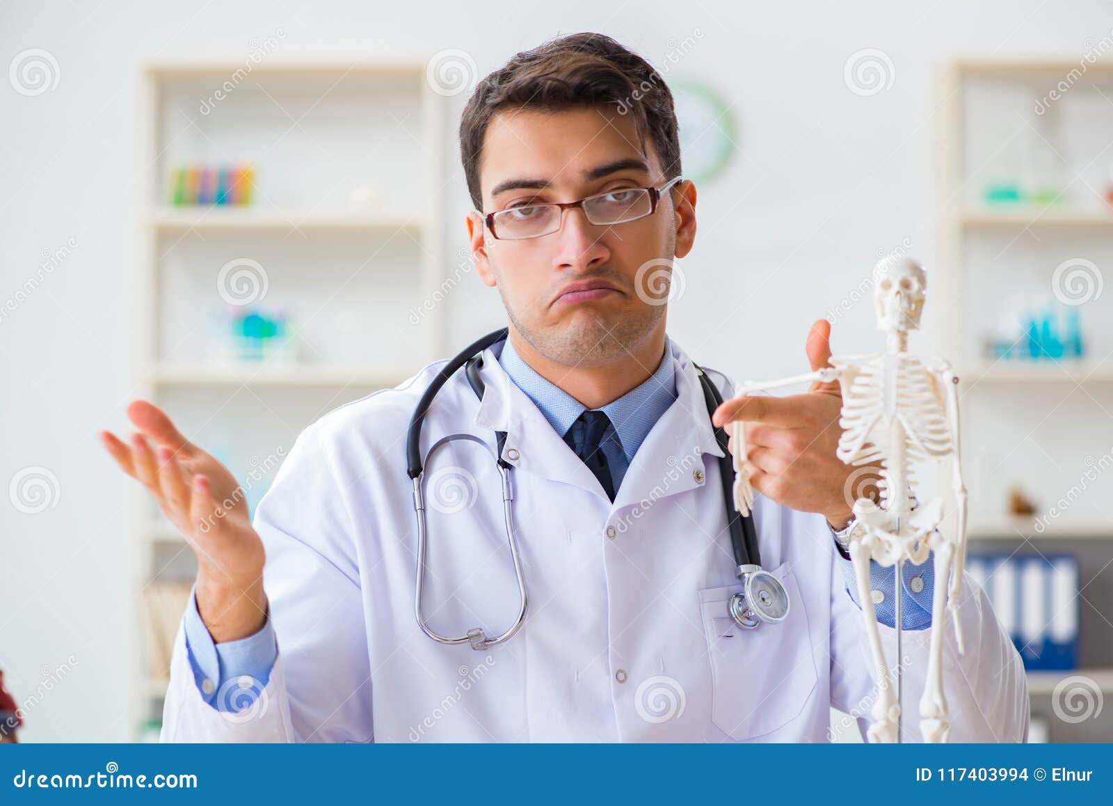 The Doctor Student Studying the Bones of Skeleton Stock Photo - Image ...