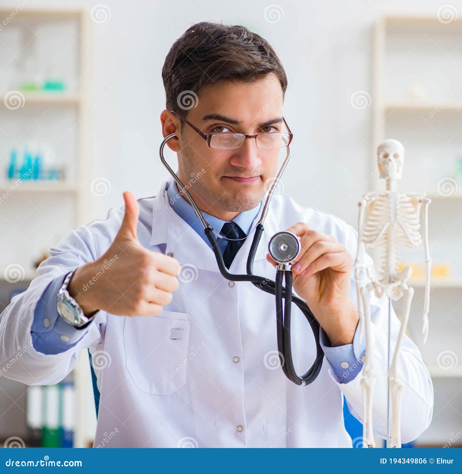 Doctor Student Studying the Bones of Skeleton Stock Photo - Image of ...