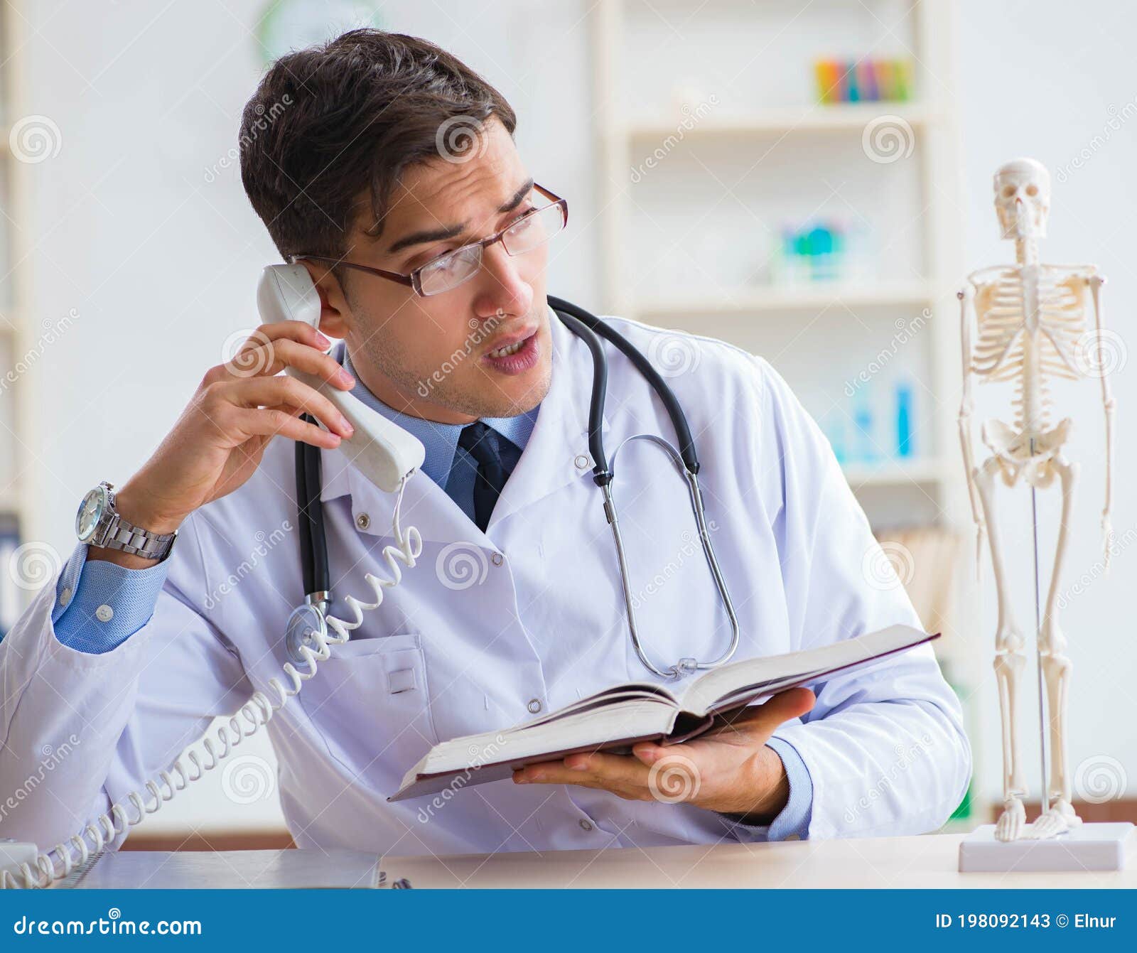 Doctor Student Studying the Bones of Skeleton Stock Image - Image of ...