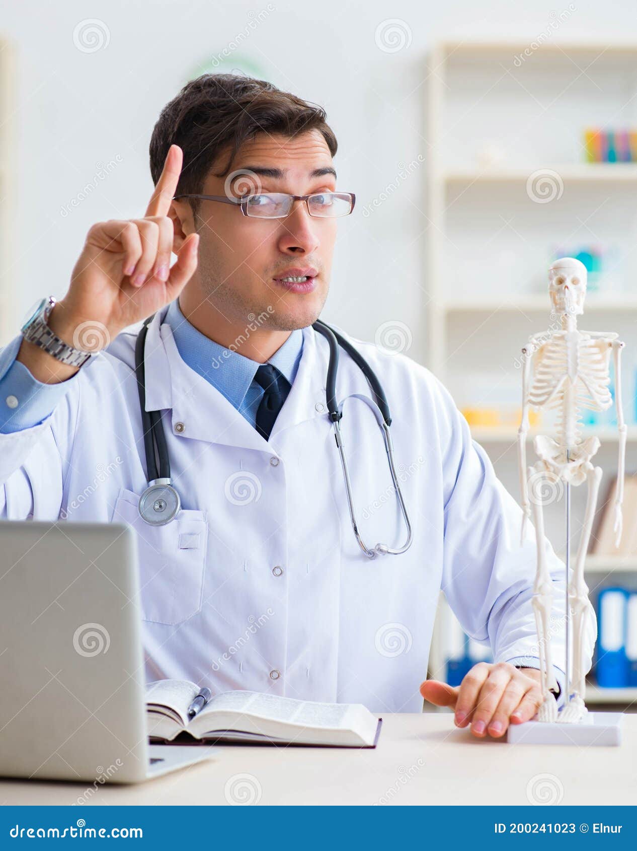 Doctor Student Studying the Bones of Skeleton Stock Image - Image of ...